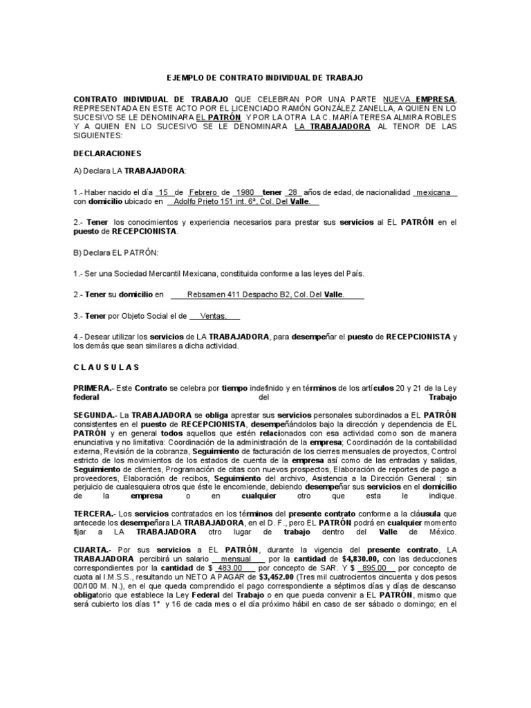 Ejemplo De Contrato De Trabajo Modelo De Carta De Autorizacion Cci Word